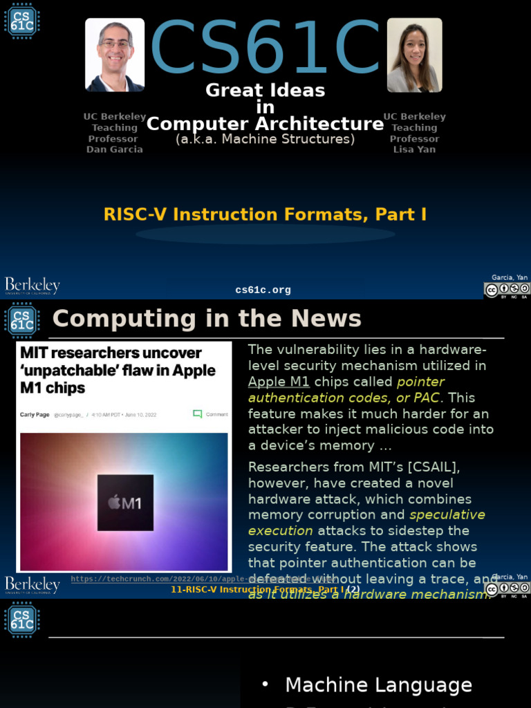 CS61C 2022fa L11-RISC-V-Formats-I | PDF | Bit | Computer Science