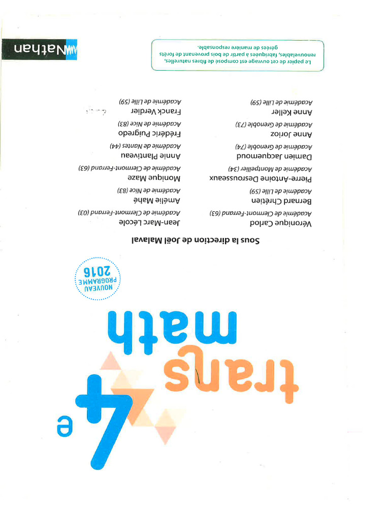 Transmath 4eme Chap 1 À 3 | PDF