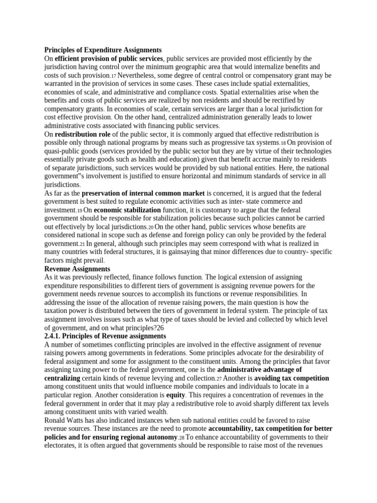 Principles of Expenditure Assignments | PDF | Taxes | Policy