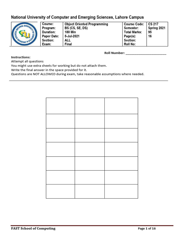OOP Final Spring 2021 - Solution | PDF | Pointer (Computer Programming) | Object Oriented ...