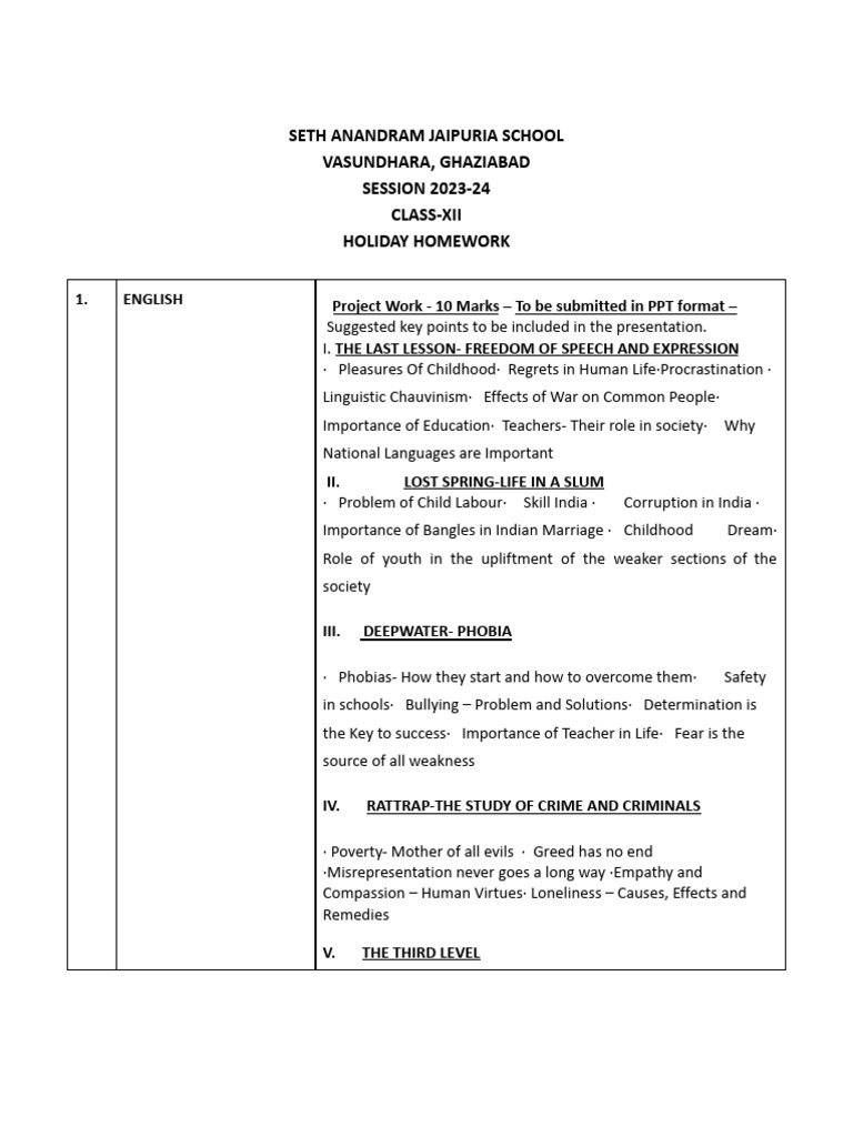 H.HW Class Xii - 2023-24 | PDF | Worksheet | Citation