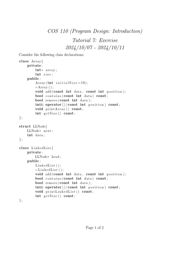 Cos110 Tut 7 2024 Pdf Class Computer Programming Inheritance Object Oriented Programming