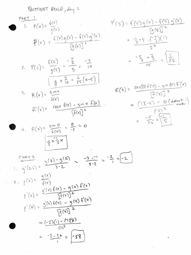 APC 7quotient Rule (Part 2) (Sparks 204) ANS | PDF