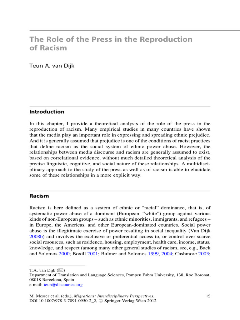 Van Dijk | PDF | Racism | Discrimination & Race Relations