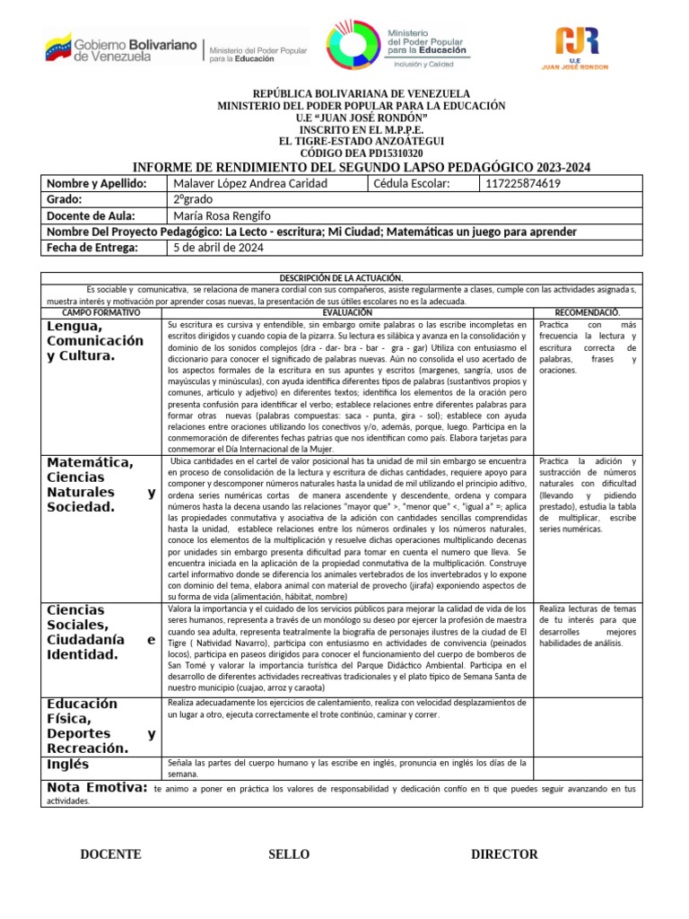 Boletas 2023-2024 Maria | PDF | Escritura | Lingüística