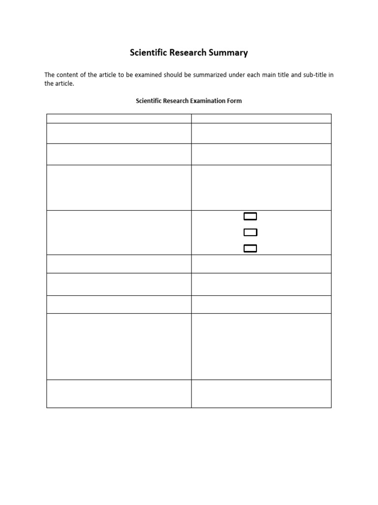 Scientific Research Summary Data Collection | PDF