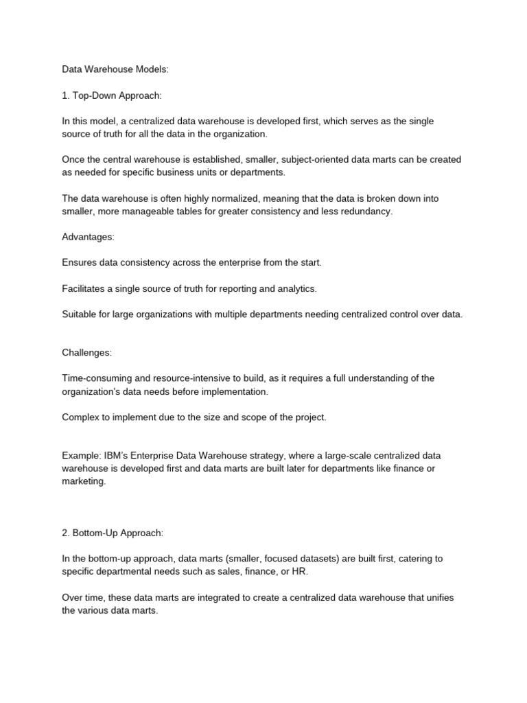 Data Warehouse Models | PDF | Data Warehouse | Computing