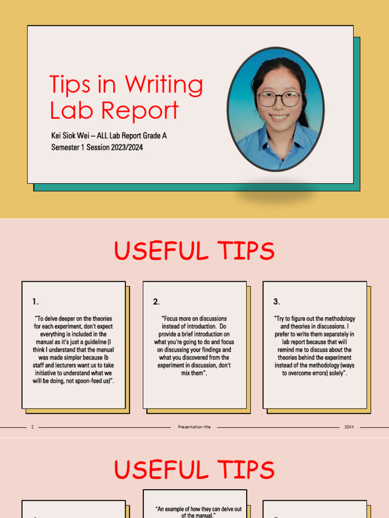 Tips in Writing Lab Report - From Previous Student | PDF | Applied ...