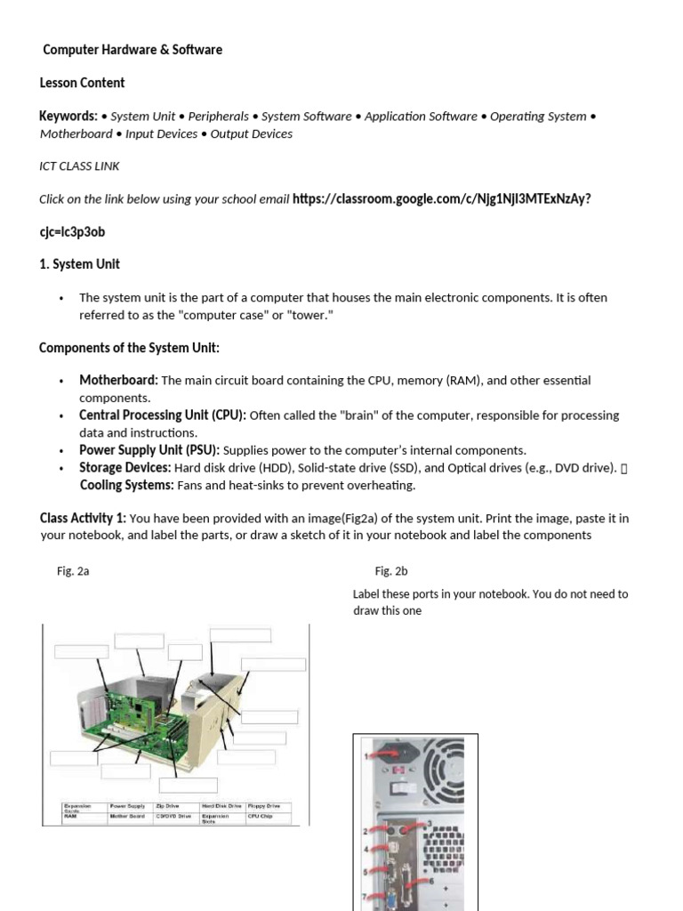 ICT Lesson Note Week 2 | PDF | Computer Hardware | Laptop