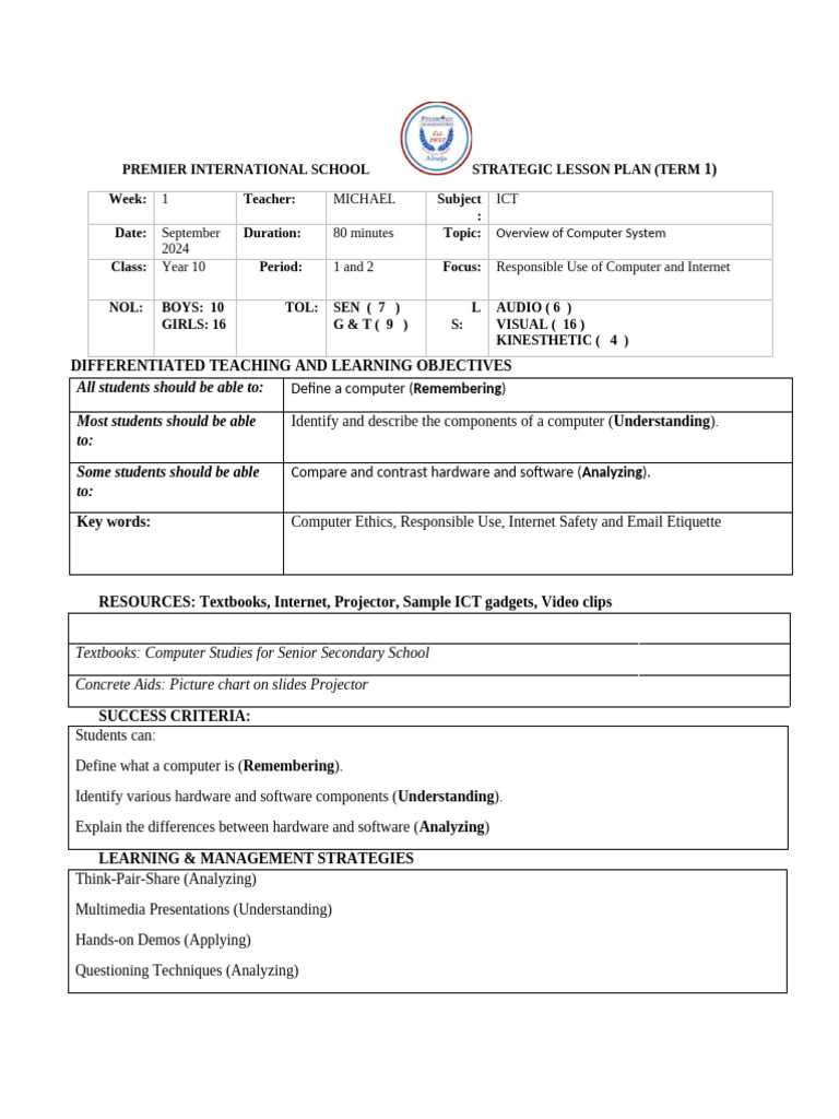 ICT Year 10 Lesson WK1 | PDF | Educational Technology | Computer Program