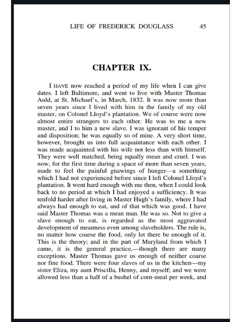 Narrative of The Life of Frederick Douglass Chap 9 | PDF
