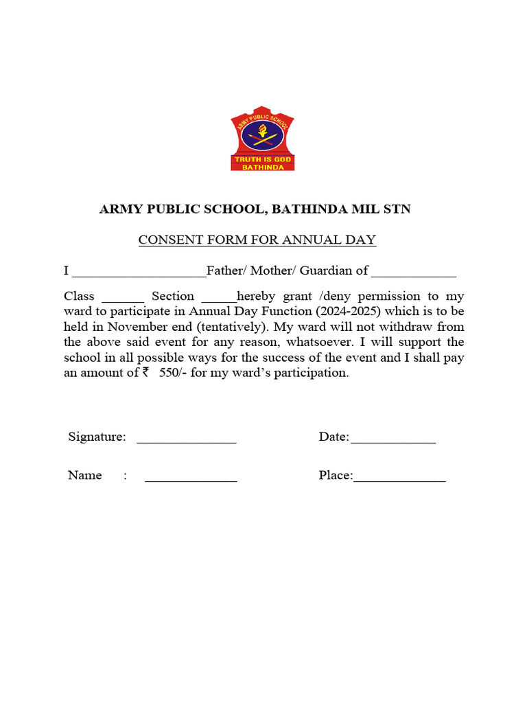 Consent Form - Annual Day 24 | PDF