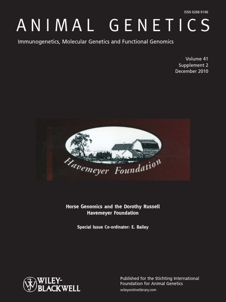 Animal Genetics-Immunogenetics, Molecular Genetics, Functional Genomics ...