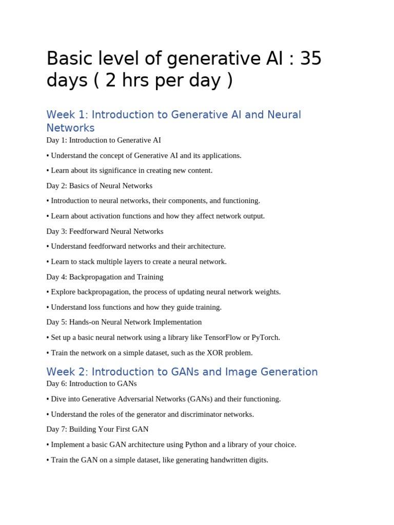 Generative AI Course Outline | PDF | Artificial Neural Network ...