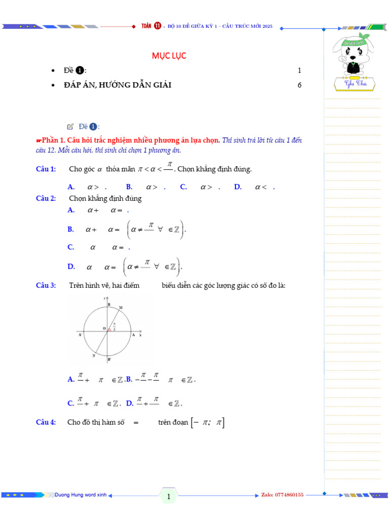 De 01-Ve Dich GK1 Toán 11-CTM 2025 | PDF