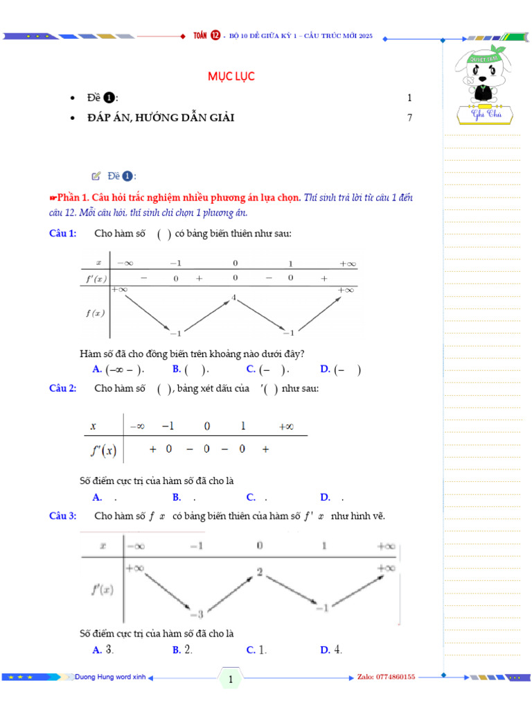 De 01-Ve Dich GK1 Toán 12-CTM 2025 | PDF