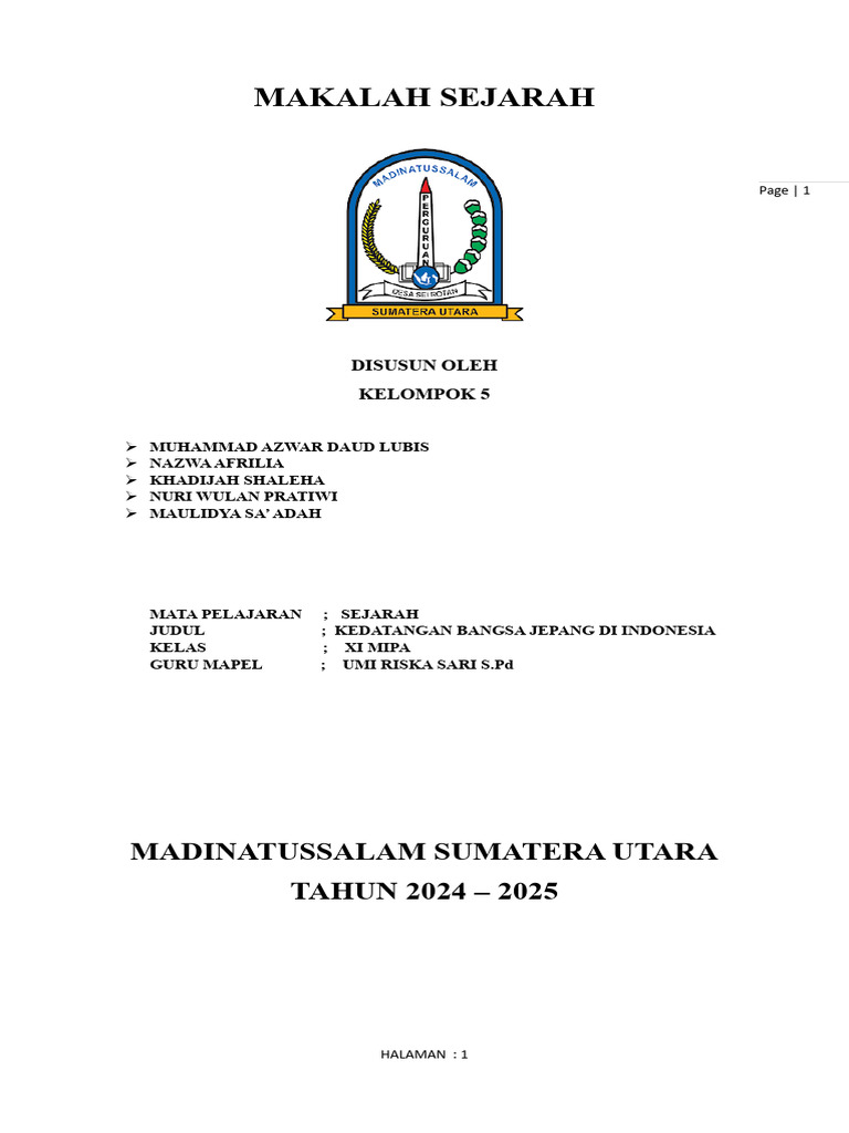Makalah Sejarah Azwar | PDF