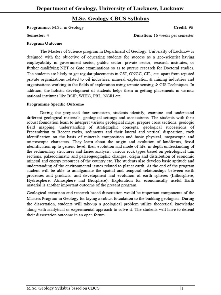 Msc geology syllabus | PDF | Gemstone | Ore
