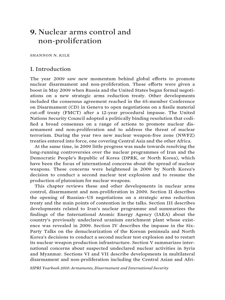 Nuclear Arms Control and Non-Proliferation | PDF | Nuclear ...