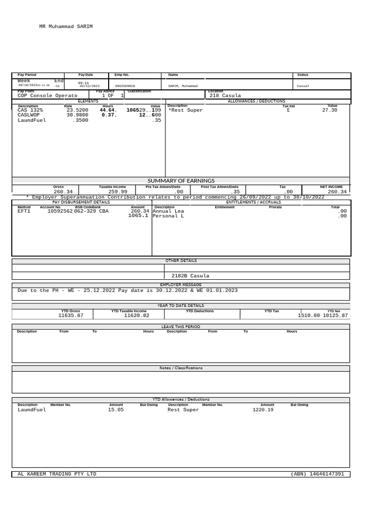 ADP Payslip SP73925 509018 20221030 1 2182B | PDF | Tax Deduction | Taxes