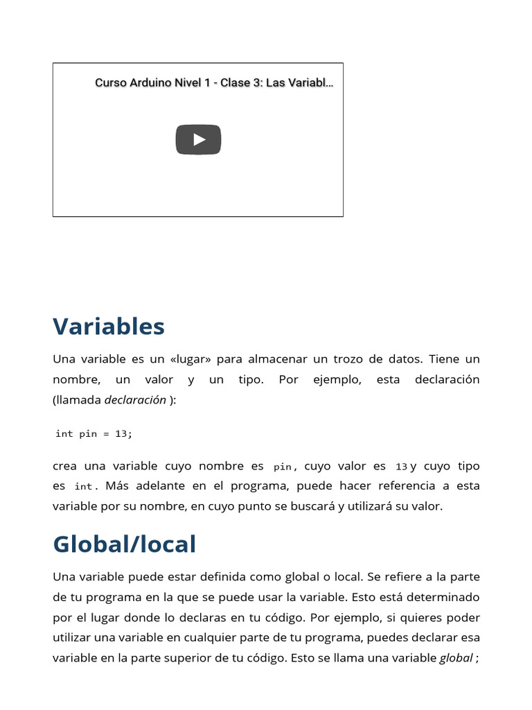 Clase 3 - Las Variables | PDF | Poco | Variable (informática)