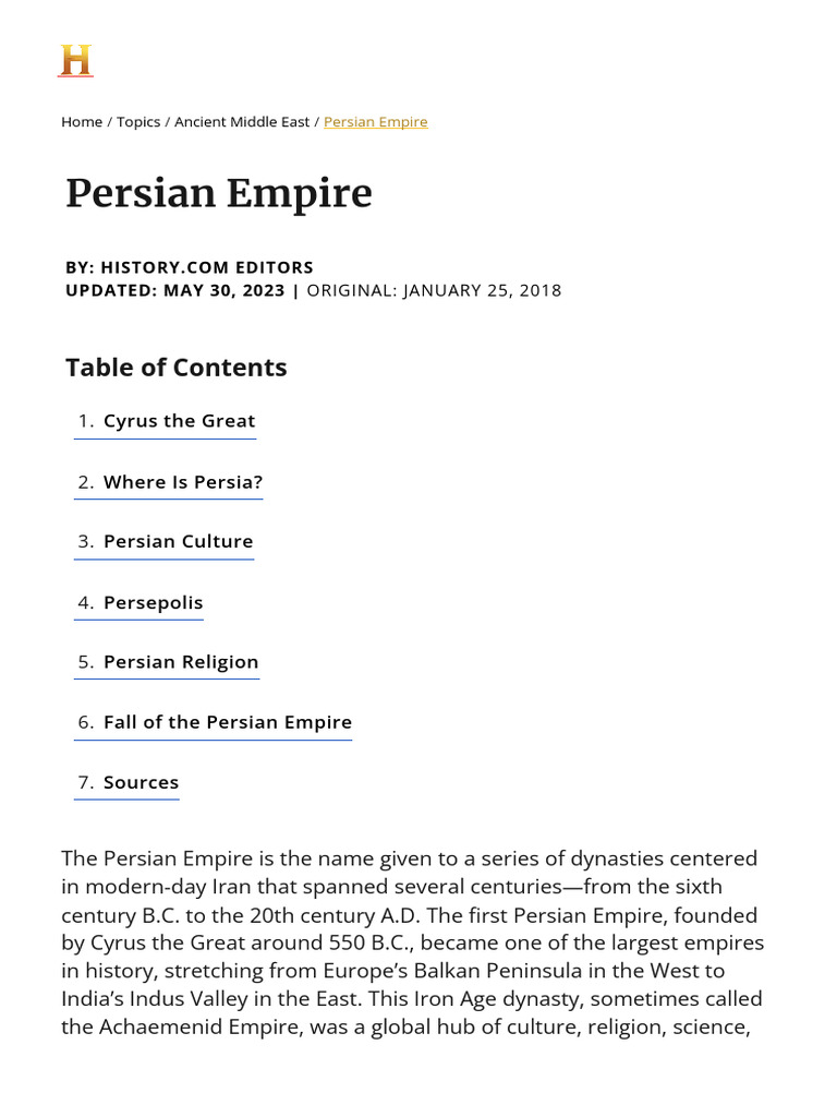 Persian Empire Map, Timeline & Founder - HISTORY | PDF | Achaemenid ...