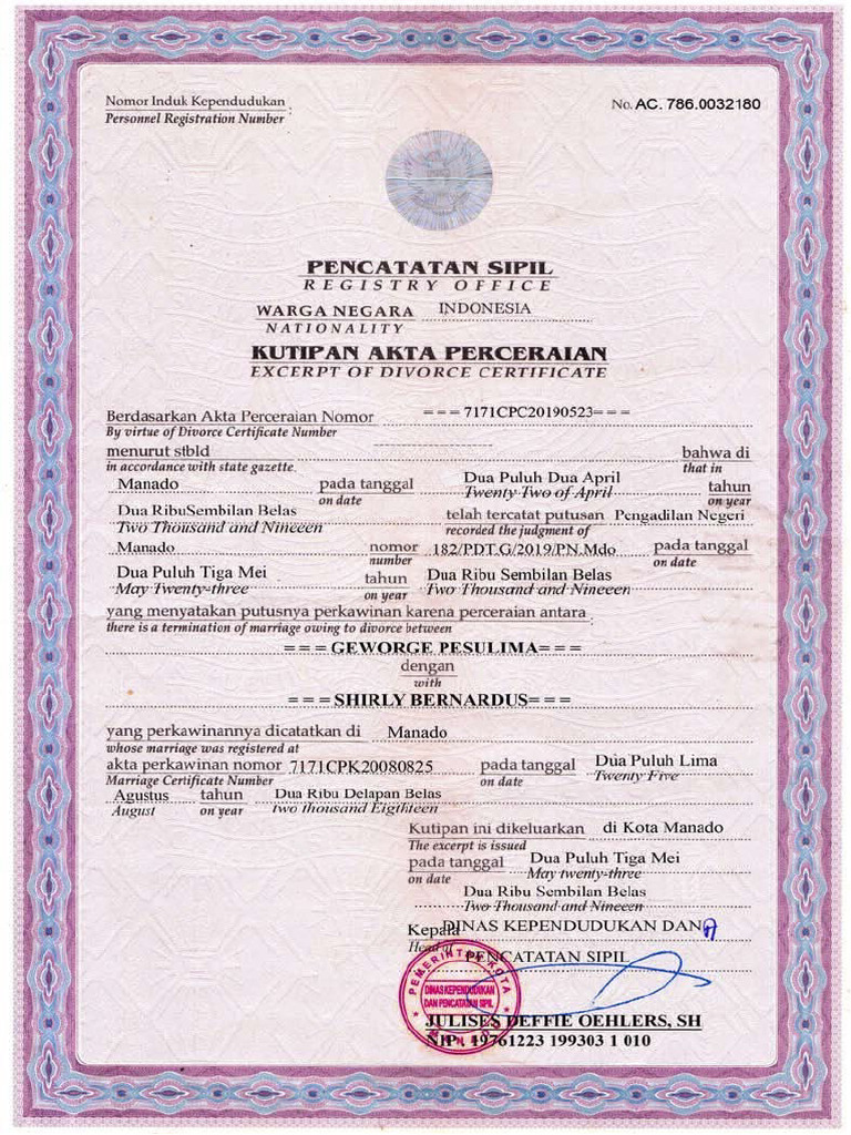 Akte Cerai Manado - Compress | PDF