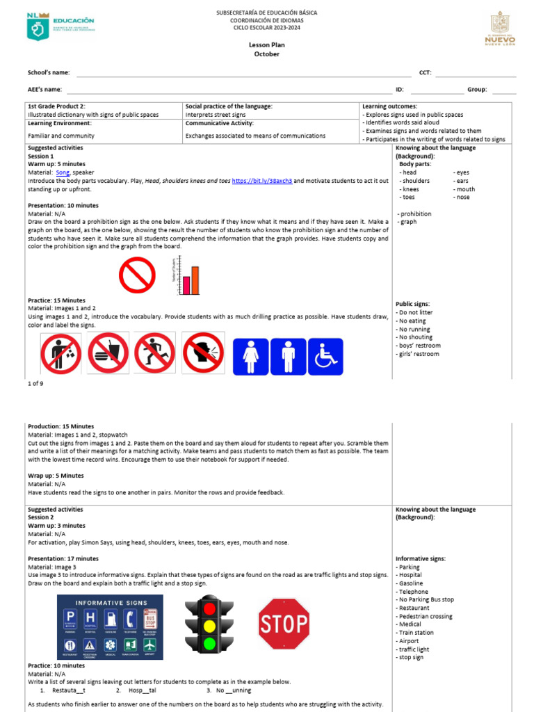 1st_Grade_Lesson_Plan | PDF | Traffic Light