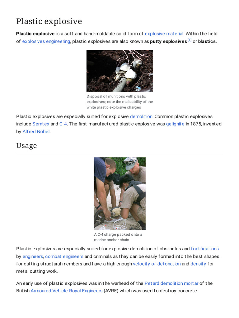 Plastic Explosive - Wikipedia | PDF