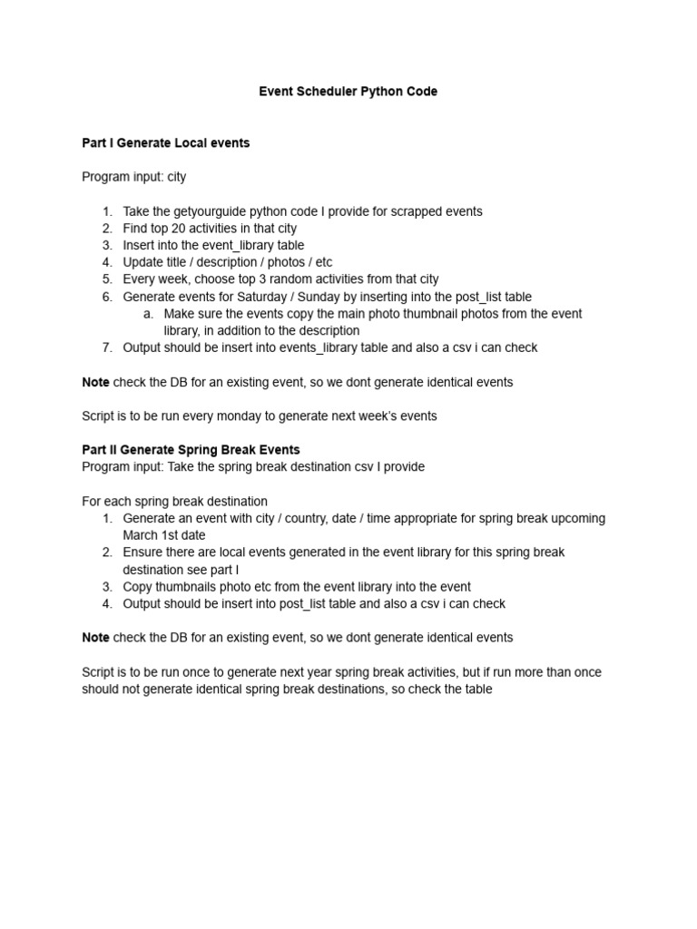 Event Scheduler Python Code | PDF