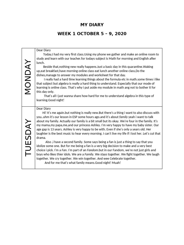 Diary Template Pdf