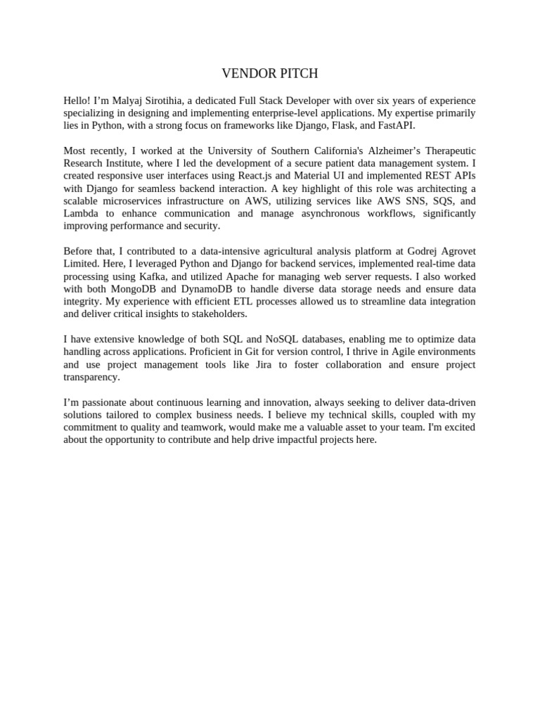 Vendor Pitch | PDF | Business | Computers