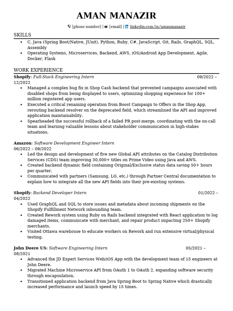 Aman Manzir resume | PDF | Software | Application Software