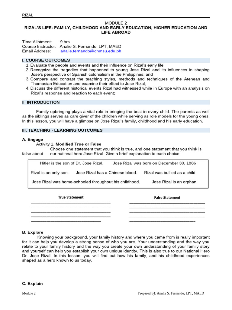 Rizal Module 2 | PDF