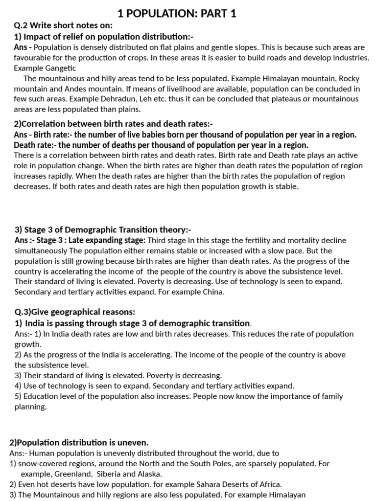 population 1 exarcise | PDF | Birth Rate | Population