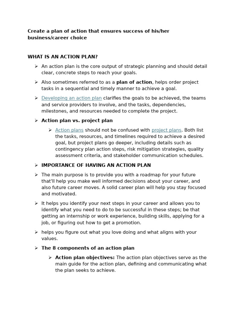 Action Plan Guide for Career Success | PDF | Expense | Goal