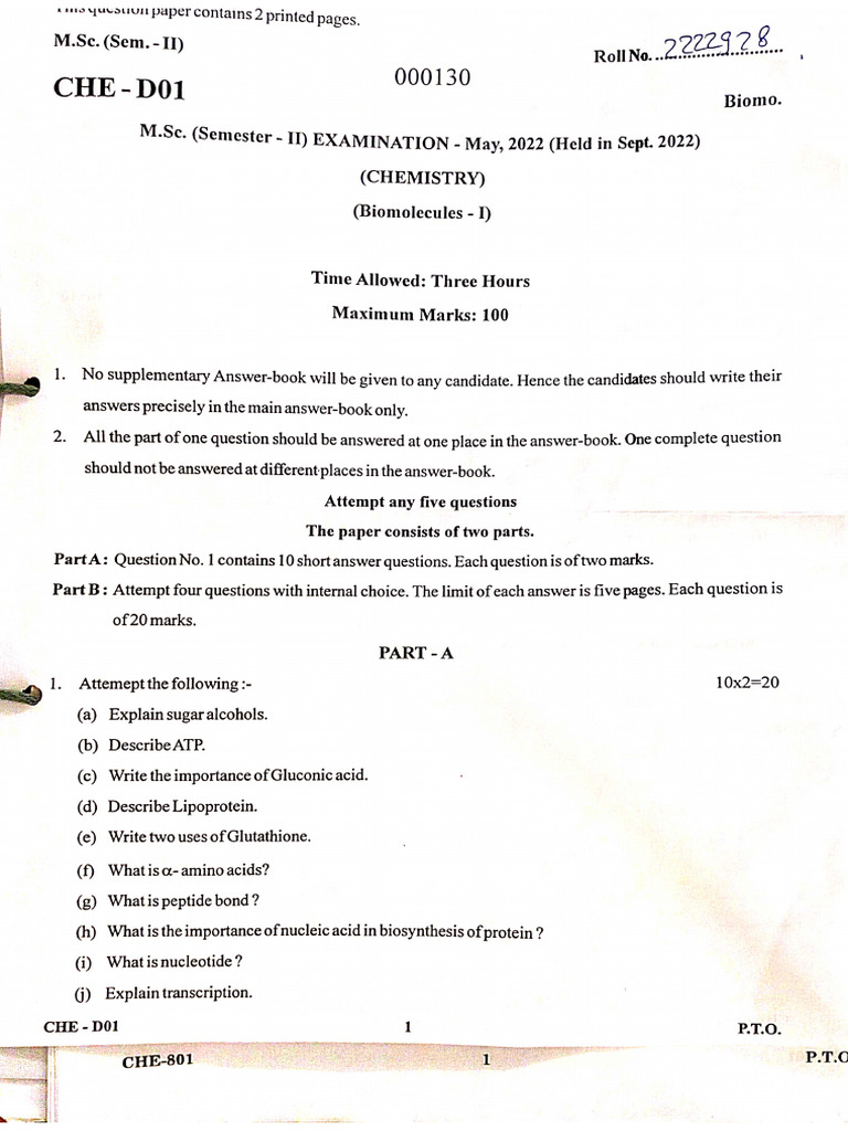 Biomolecules Previous Paper Ru | PDF