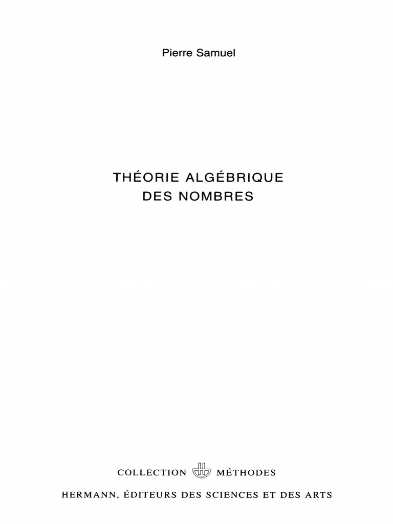 Théorie Algébrique Des Nombres - Pierre Samuel | PDF