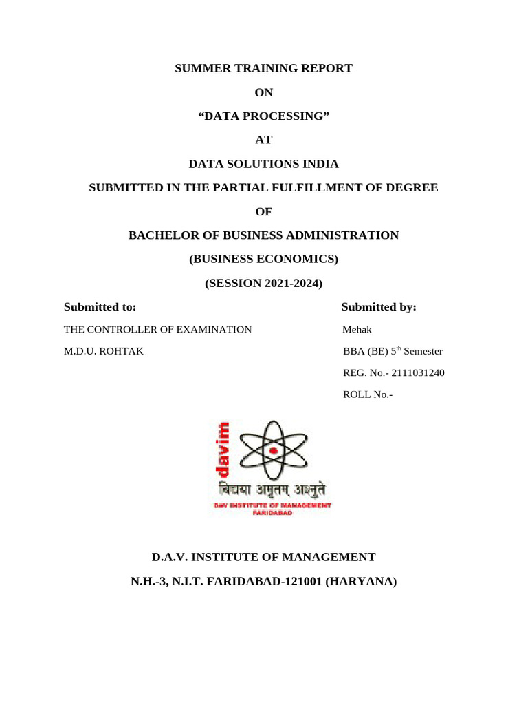 Training Report Blueprint | PDF | Financial Adviser | Business