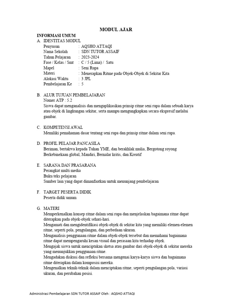 Menerapkan Ritme Pada Objek-Objek Di Sekitar Kita | PDF | Seni