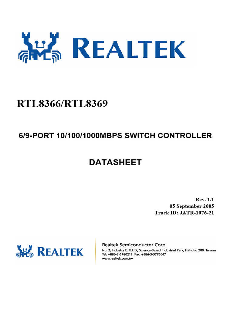 rtl8366_8369_datasheet_1-1 | PDF | Network Switch | Physical Layer Protocols