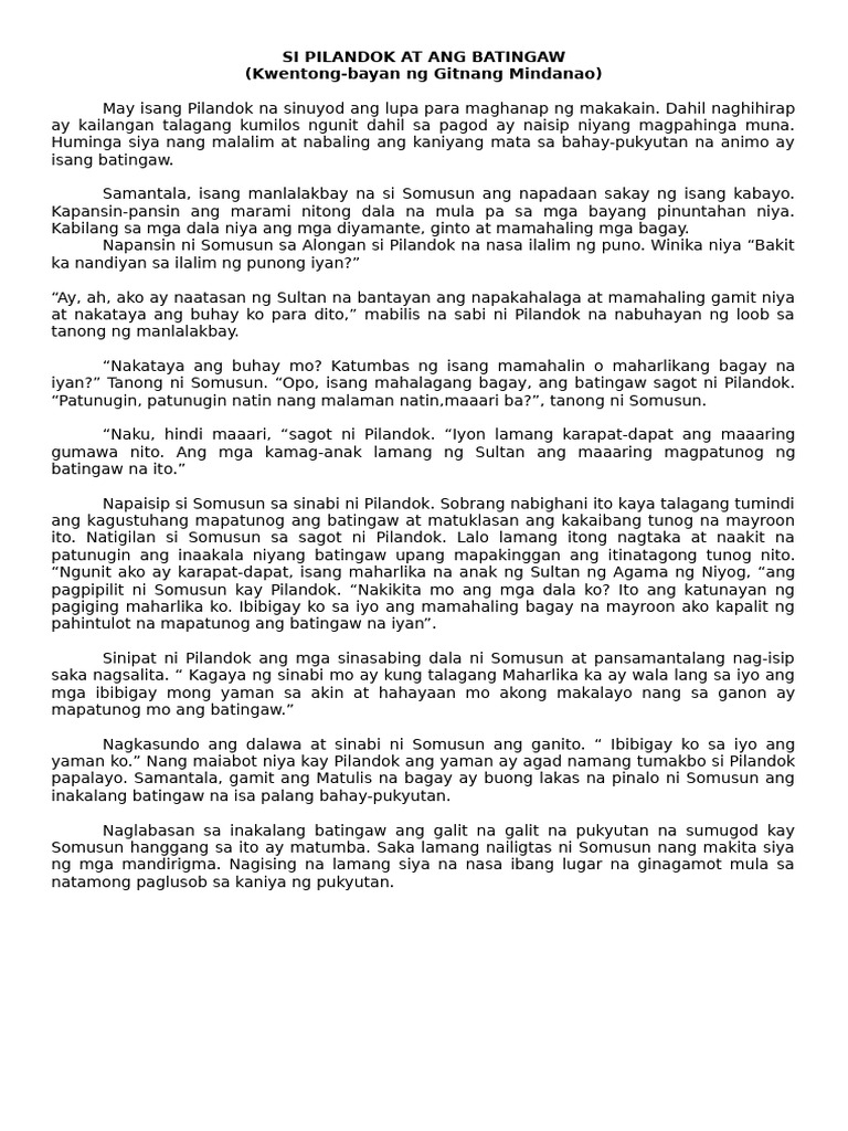 Si Pilandok at Ang Batingaw | PDF