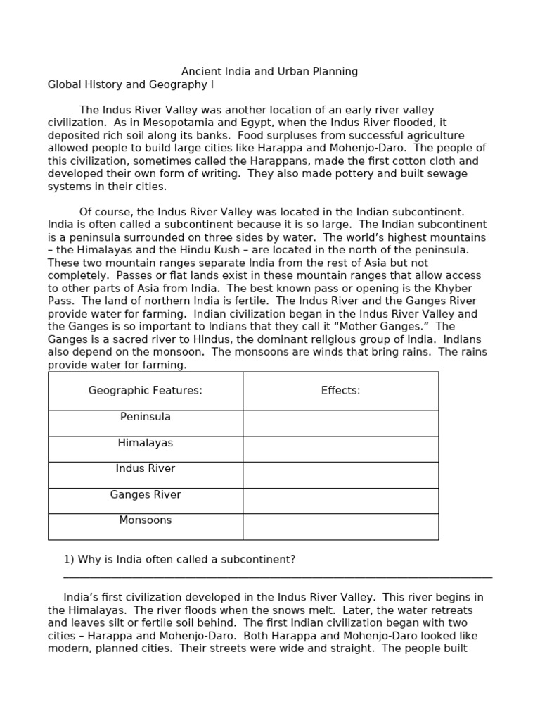 Ancient India and Urban Planning | PDF | Indus River | Indian Subcontinent