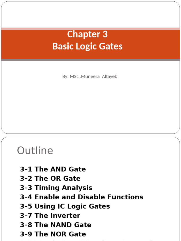 Chapter 3 Basic Logic Gates (2) | PDF | Logic Gate | Digital Electronics