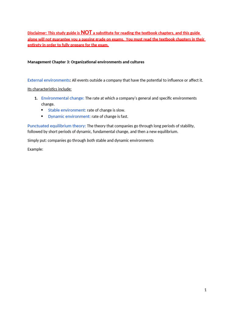 Chapter 3 Study Guide | PDF | Organizational Culture | Economies