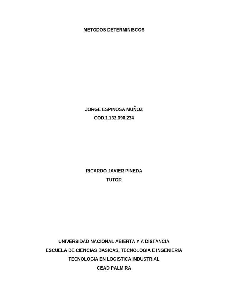 Metodos Deterministicos PDF | PDF | Matemáticas De La Computación | Ciencias de la Computación