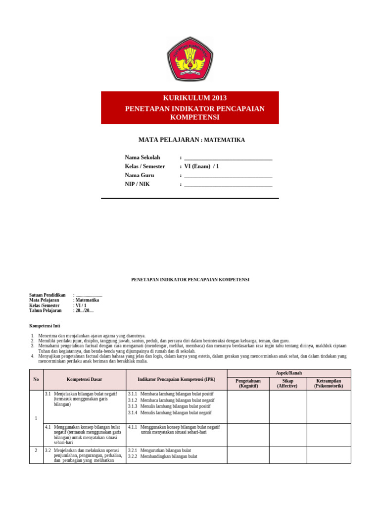 Penetapan IPK Matematika 6 | PDF | Komputer