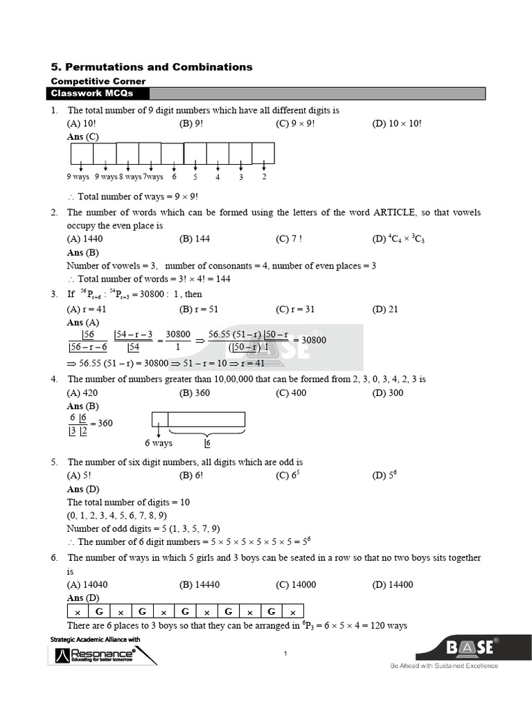 5.Permutations and Combinations | PDF | Consonant | Vowel