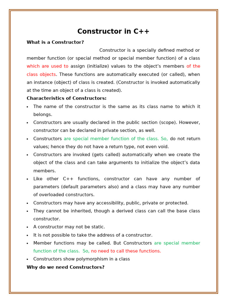 Constructor Final 10 10 2024 Pdf Programming Constructor Object