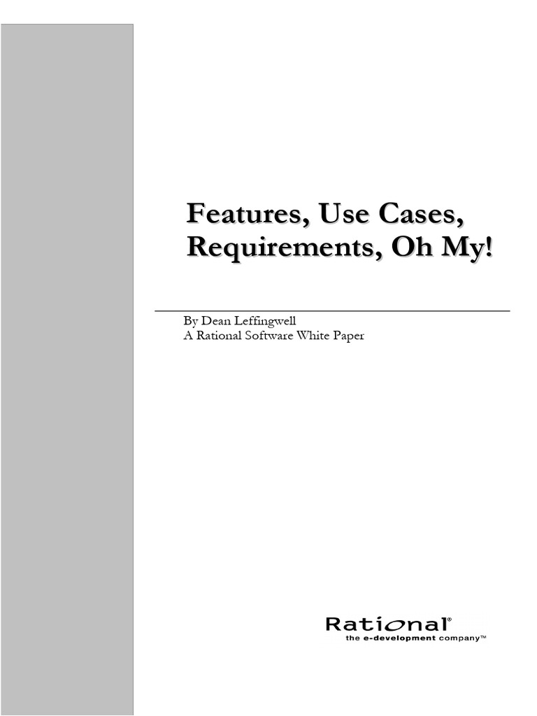 Features, use cases, etc, Leffingwell | PDF | Use Case | Unified Modeling Language